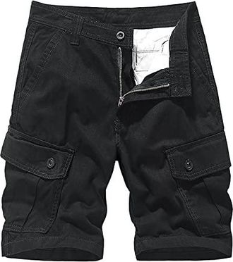 Generic Pantalon cargo pour homme - Taille &eacute;lastique - Coupe d&eacute;contract&eacute;e - L&eacute;ger - Pour la p&ecirc;che, la randonn&eacute;e, le travail, Noir, 33W