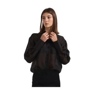 Forte_Forte Femme, Blouses et Chemises, Noir, Taille: 38 FR Chemise Noire Transparente Coupe Masculine