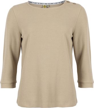 Roadsign Damen Langarmshirt Longsleeve mit Struktur-Design & feinem Detailspiel beige, 2XL