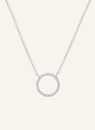 Leaf Halskette Circle Aus 18 Karat Wei&szlig;gold Mit Diamanten silber