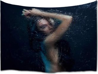 A.Monamour Wandteppich Silhouette Der Sexy Nackten Frau In Der Dusche Hinter Nassem Glas Tuch Kunstdruck Tapisserie Wandbehang Wanddeko Vorhang Tischdecke Tagesd