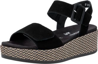 Remonte Plateausandaletten REMONTE, Damen, Gr. 37, schwarz, Ziegenveloursleder, unifarben, Schuhe, Sommerschuh, Sandale mit praktischen Klettverschl&uuml;ssen