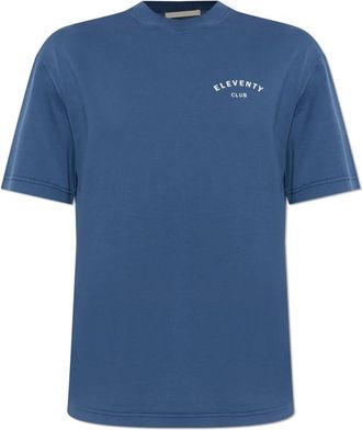 Eleventy Homme, Tops, Bleu, Taille: M Logo Print T-Shirt