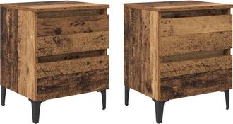 vidaXL Nachttisch 2 pcs Altholz 40 x 35 x 50 cm Holzwerkstoff Vidaxl