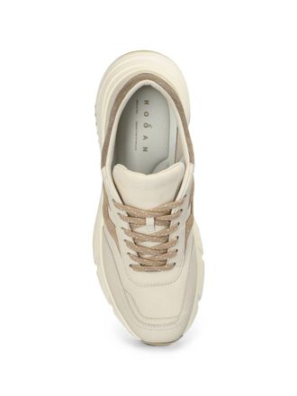 Hogan Leather and Suede Colorblock Sneaker - Cream