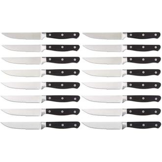 Amazon Basics 8St&uuml;ck Messerset, Schwarz/Rostfreier Stahl (Packung mit 2)