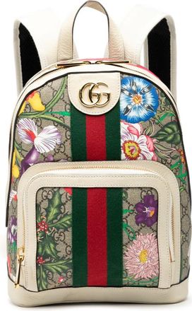 Gucci 2016-2025 Small GG Supreme Flora Ophidia backpack - Braun