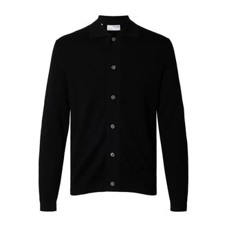 Selected Merino Knopf Cardigan f&uuml;r M&auml;nner - - Knitwear - Herren - Schwarzk - L