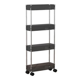 Generic 4-Tier Slim Rolling Storage Cart Mobile Utility Trolley Einfache Montage Racks Einheit Platzsparende Standregal Schwarz 14,6 L x 5,2 B x 35 H Vielseit