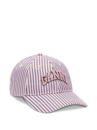 Ganni Baseballkappe mit gestreiftem Logo - Rosa