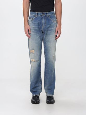 Dolce & Gabbana Jean droit en denim d&eacute;lav&eacute; taille mi-haute &agrave; effet us&eacute;