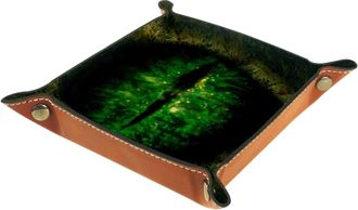 Generic Ledertablett Valet Tray Bettside Organizer Schreibtisch Aufbewahrungsteller Catchall Dunkelgrün Dinosaurier Drache Monster Eye