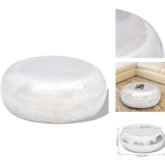 vidaXL Couchtisch aus geh&auml;mmertem Aluminium Silbern - Alu Tisch - Couchtisch Silber - Wohnzimmerstil - Designer Couchtisch - Handgefertigter Tisch