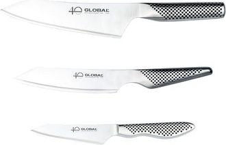 Global Lot de 3 couteaux de cuisine en acier inoxydable japonais de qualit&eacute; sup&eacute;rieure pour 40e anniversaire