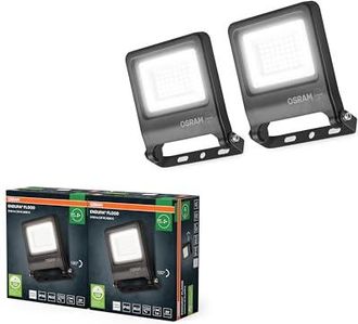 Osram ENDURA FLOOD PC 30W LED-Fluter, 4000K kaltweiß, 3000 Lumen, IP65 Flutlicht, 100% recyceltes Alu, Montagebügel 180°, 100 lm/W, Grau, 2-Pack