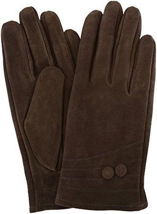 SNUGRUGS Gants en daim pour femme avec doublure en polaire et deux boutons (fuchsia, rouge cerise, marron, noir), marron, XL