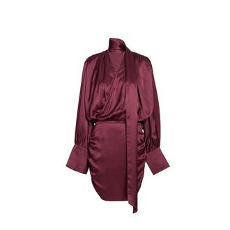 Rotate Stine Kleid in Seide versteckt - rot