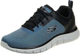 Skechers Baskets Track Broader pour Homme, Maille Bleue en polyuréthane avec Bordure Noire, 48.5 EU