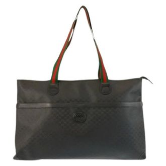 Gucci Pre-owned Vintage Micro GG Black PVC Tote Bag - Femme - Pre-owned - Noir - Taille: ONE Size