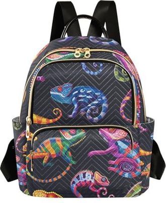 Mnsruu Mini sac à dos pour femme, motif lézard coloré, petit sac à dos tendance, sac à dos décontracté, Multi1075, S