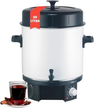 Clatronic 2in1 Machine &agrave; boissons chaudes & &agrave; mettre en conserve avec r&eacute;servoir de 25L | Cocotte pour p.ex. vin chaud ou punch | avec &eacute;maillage & robinet de vid