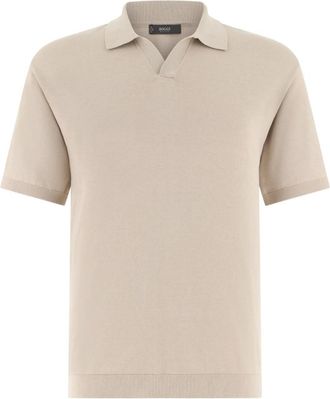 Boggi Milano Homme, Tops, Beige, Taille: 2XL Polo Tricot Ouvert au Col
