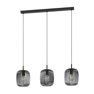 Eglo Suspension luminaire Romazzina, lustre &agrave; 3 lampes pour salon et salle &agrave; manger, plafonnier &agrave; suspendre en m&eacute;tal noir, lampe de plafond avec douille E2