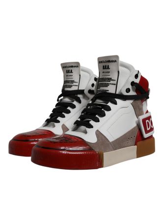 Dolce & Gabbana Mens Multicolor Leather High Top Sneakers Shoes Polyester Pu Viscose