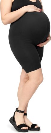 Merry Style Gro&szlig;e Gr&ouml;&szlig;en Damen Kurze Umstandsleggings aus Viskose MS10-462 (Schwarz, 6XL)