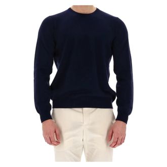 Barba Blauer Rundhals Woll-Kaschmir Pullover - - Sweatshirts & Hoodies - Herren - Blau - 2XL