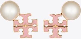 Tory Burch Damen Moondance Ohrstecker mit Logo und Perle