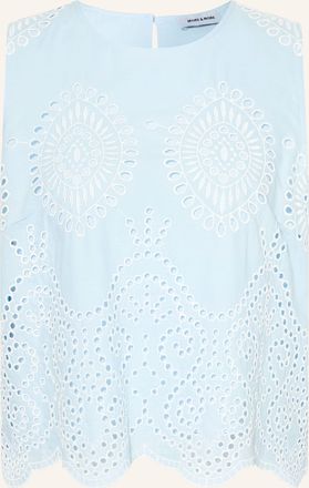 More & More More & More Blusentop Aus Lochspitze blau