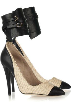 Isabel Marant Gava cotton-raffia and leather pumps Size 40