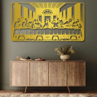 Generic Moderne minimalistische Metallwandkunst Das letzte Abendmahl von Jesus, Kunstwerk von Leonardo da Vinci, Wanddekoration Das letzte Abendmahl, religi&ouml;s