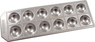 Fackelmann Fackelmann 40926 hausgemachte Ravioli, runde Form f&uuml;r 12 Abdr&uuml;cke. 34 x 11,5 x 2 cm, Sybaris, (Farbe:Silber), Menge:1 St&uuml;ck, Aluminium, Silber/schwarz