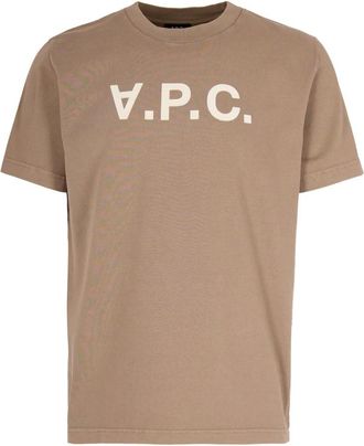 A.P.C. A.p.c., Homme, Tops, Beige, Taille: XL Logo T-shirt