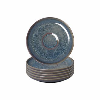 Villeroy & Boch like. by Crafted Breeze Espressountertassen 6er Set, 12 cm, Untertassen mit Reaktivglasur, Premium Porzellan, Graublau