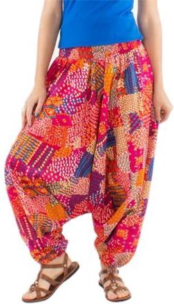 Coline Sarouel Femme 3 en 1 bohème imprimé Patch Ethnique - Couleur : Fushia - Taille Unique