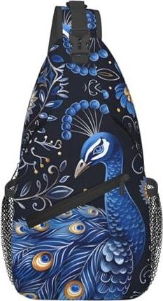 Generic Sacoche Tactique Motif de fleur de paon bleu Multifonction Sac &agrave; Bandouli&egrave;re Durable Sac &agrave; Poitrine pour Femme &eacute;cole Camping