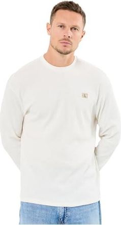 Calvin Klein T-Shirt Manches Longues Homme Waffle Badge Tee avec Col Ras-du-Cou, Beige (Tofu), XXL