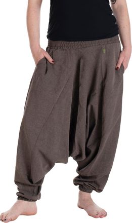 vishes Alternative Bekleidung - Lange Unisex Baumwoll Haremshose Schlupfhose Einfarbig Einheitsgr&ouml;&szlig;e 34-46 steinbraun