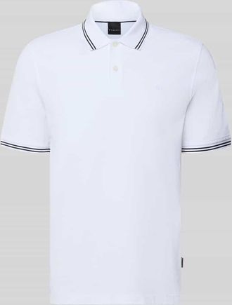 Bugatti Slim Fit Poloshirt mit Label-Stitching
