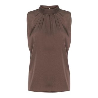 Saint Tropez &Eacute;l&eacute;gant Haut Drap&eacute; en Marron Chocolat - Femme - Tops - Brun - Taille: 40 FR