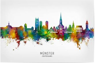 artboxONE Poster 45x30 cm St&auml;dte M&uuml;nster Germany Skyline txt - Bild m&uuml;nster Cityscape Deutschland