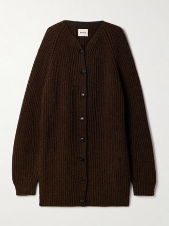 Khaite Cardigan Oversize En Cachemire Côtelé Jina - Marron