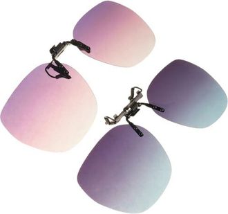 Frcolor Lot de 2 Lunettes de Soleil Polarisées à Clip sans Monture Gris Bleu et Rose Pourpre Protection UV Anti-Reflets Vue Claire pour Conduite et Activités 