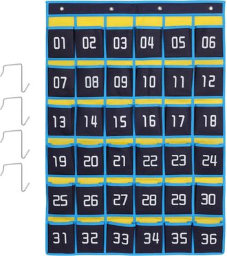 TOPBATHY 36 F&auml;cher Handy Wandorganizer aus Vliesstoff mit Nummerierung Geeignet f&uuml;r B&uuml;ro und Schlafzimmer Inklusive 4 T&uuml;rhaken