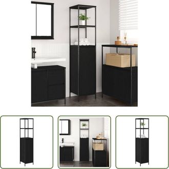 vidaXL vidaXL Holzschrank - Badschrank mit Regalen Schwarz Eichen-Optik 36x35x165 cm