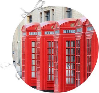 Fabulous Stuhlkissen, rund, Telefonzelle, Rot, London, England, 40 cm