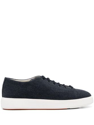 Santoni baskets lac&eacute;es &agrave; patch logo - Bleu